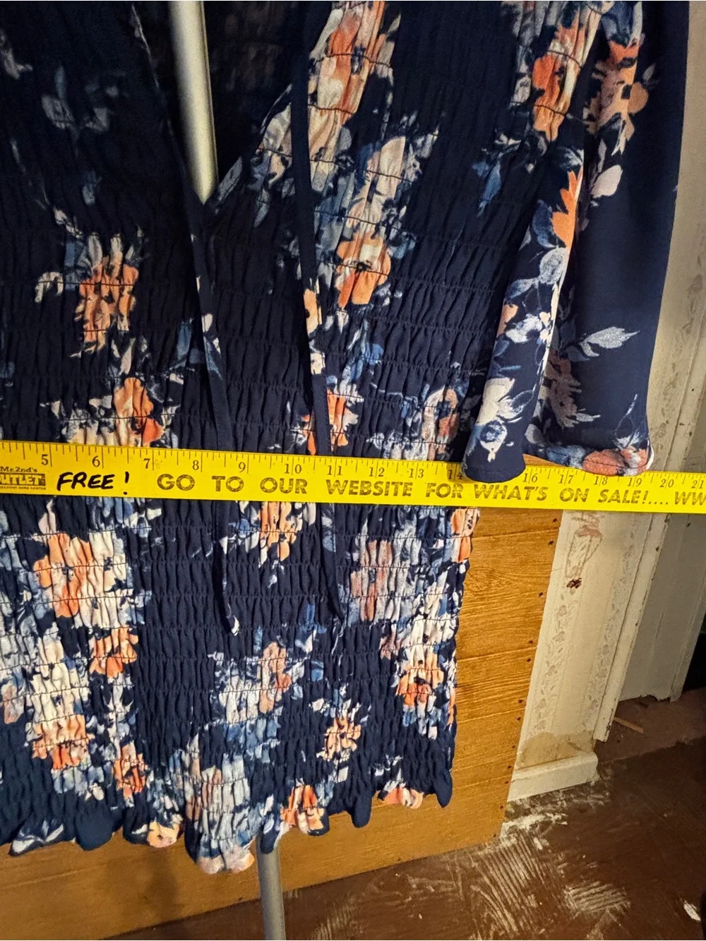 Maurices | Tops | Maurices Navy Blue Floral Smocked Top With Orange And ...